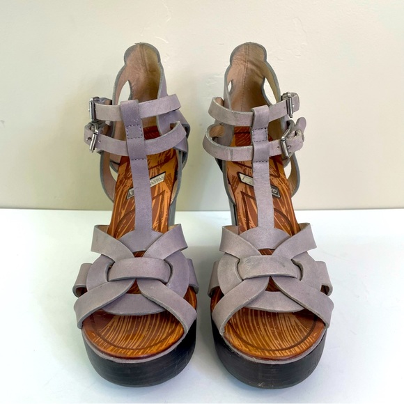 Matiko | Shoes | Matiko Wedges Grey Sandals Leather Anklestrap | Poshmark